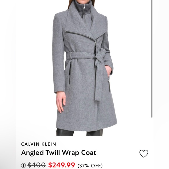 Calvin Klein | Jackets & Coats | Calvin Klein Angled Twill Grey Wrap ...